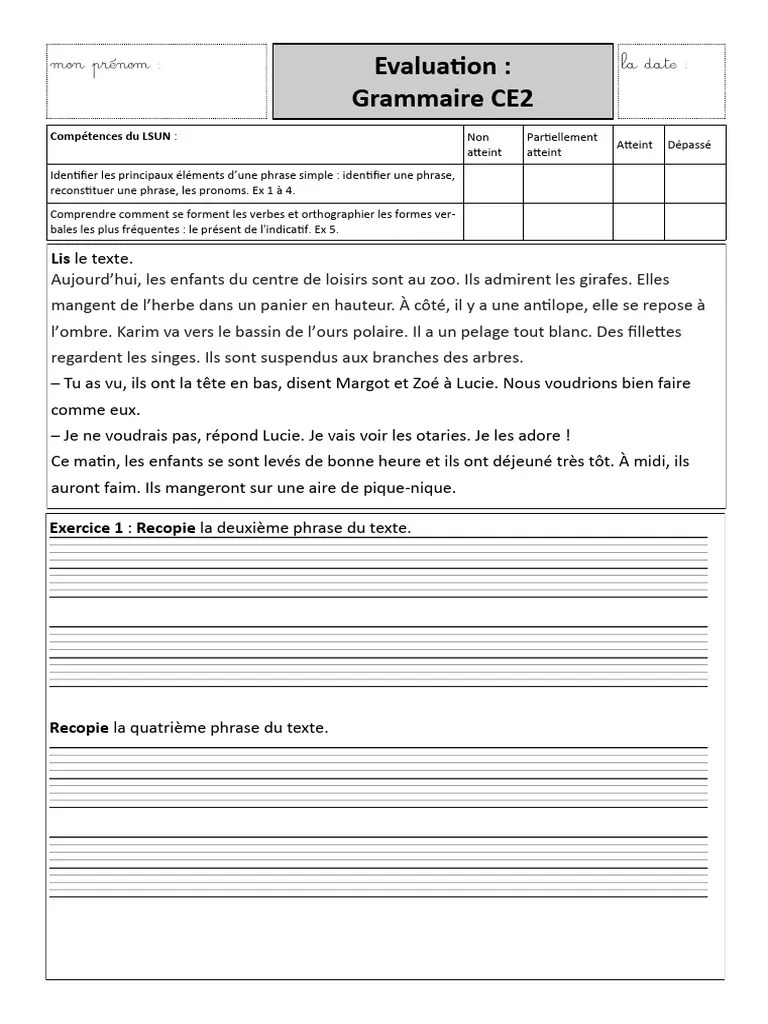 éval Ce2 1 Pdf