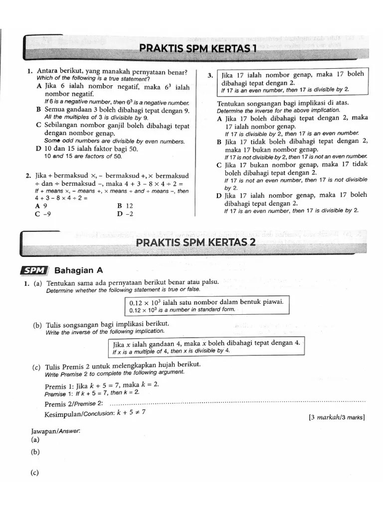Form 4 Math Chapter 3 Pdf