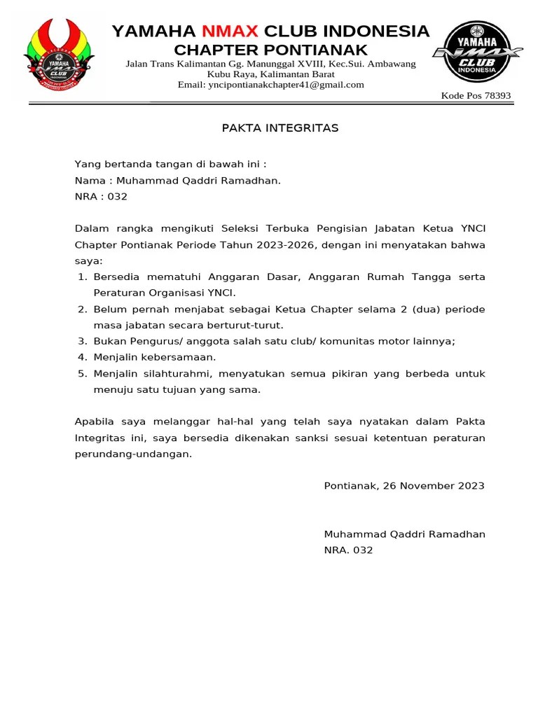 Pakta Integritas Pdf