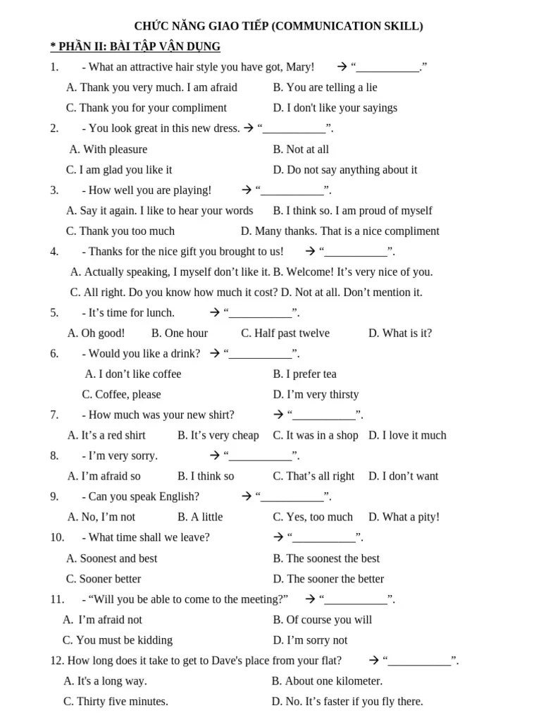 Lesson 11 Communication Skill Exercises Pdf