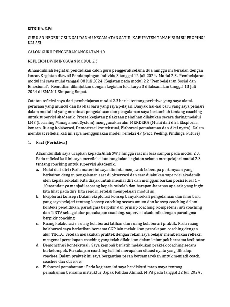 Refleksi Dwimingguan Modul 2 3 Pdf