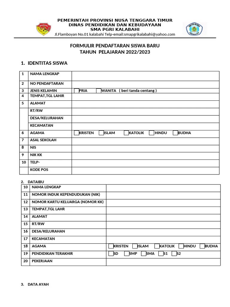 FORMULIR PPDB 2022 | PDF