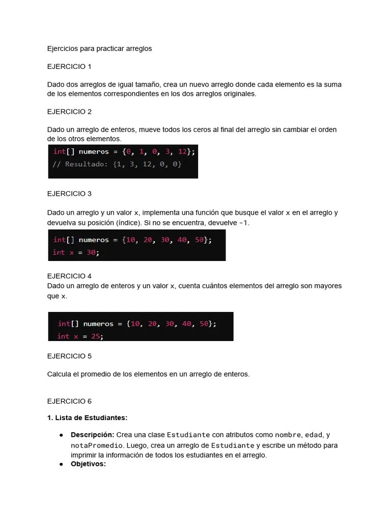 Ejercicios Para Practicar Arreglos | PDF