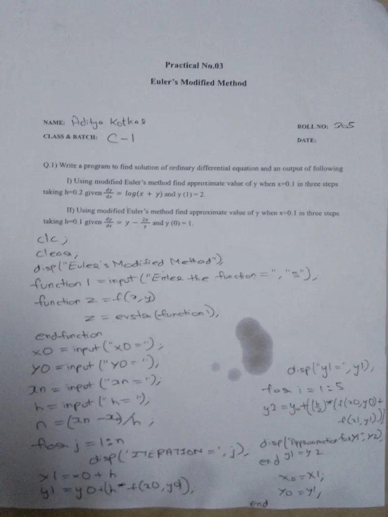 Tutorial 2 Euler Modified Pdf