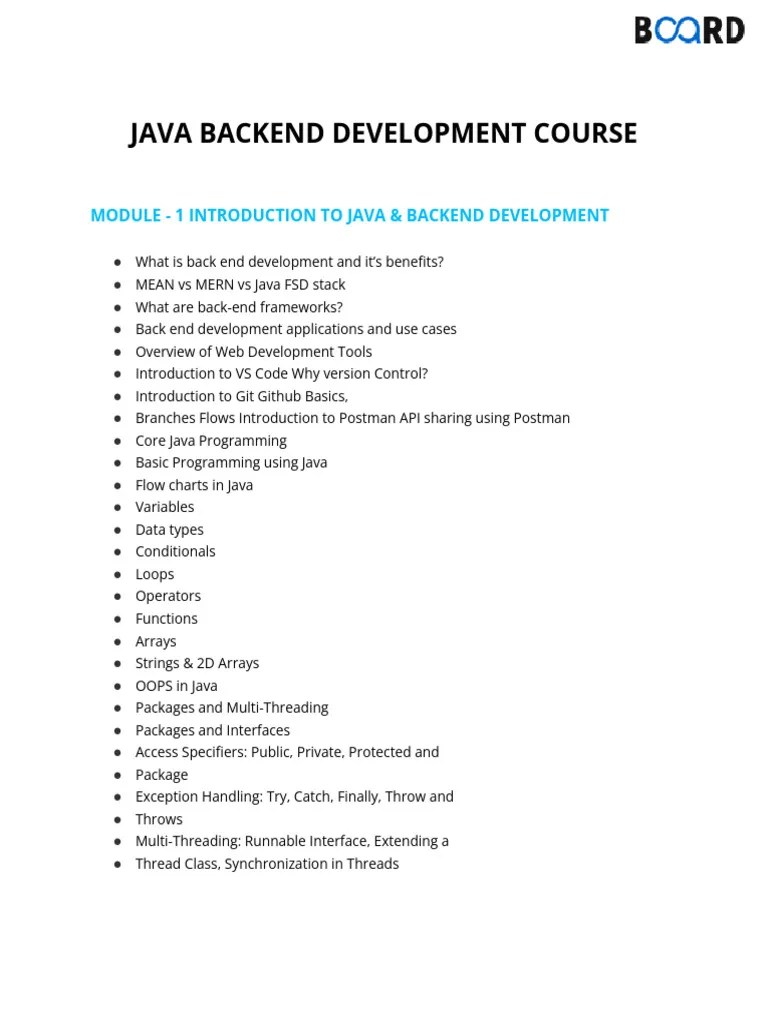 Java Backend Bootcamp Pdf Spring Framework Business