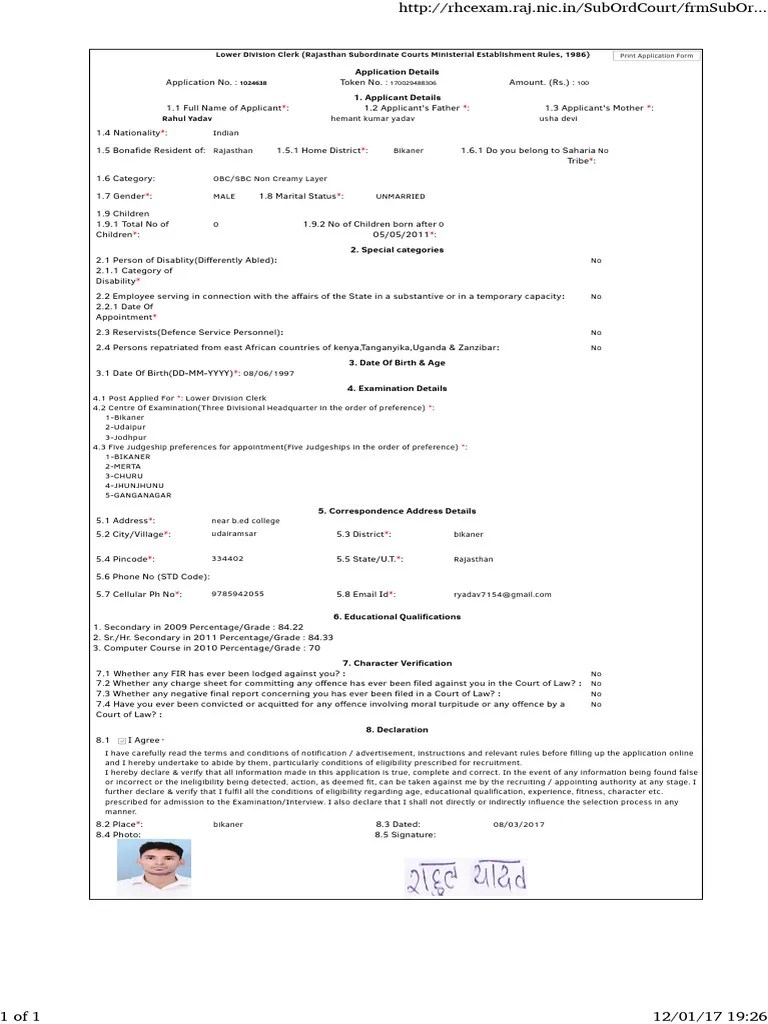 Raj High Court Rahul Ldc Application Pdf