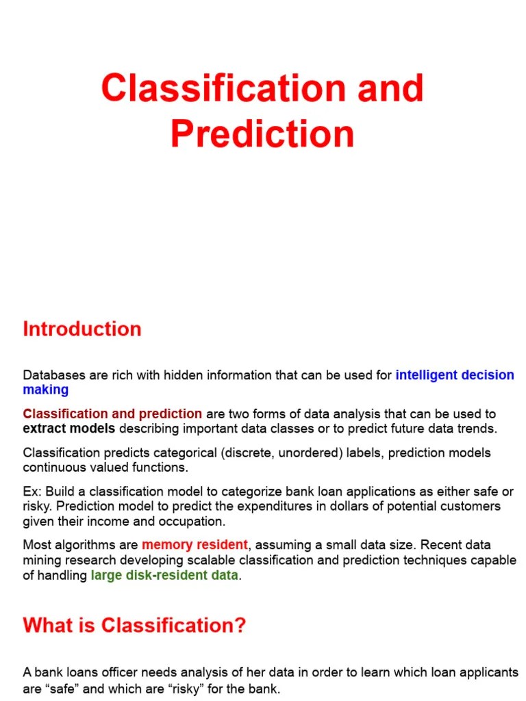 Prediction And Classification Pdf