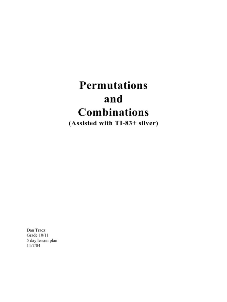 Permutation And Combinations Pdf Homework Teaching Mathematics