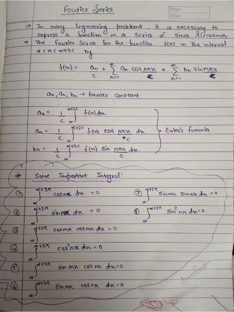 Fourier Series Full Notes Pdf