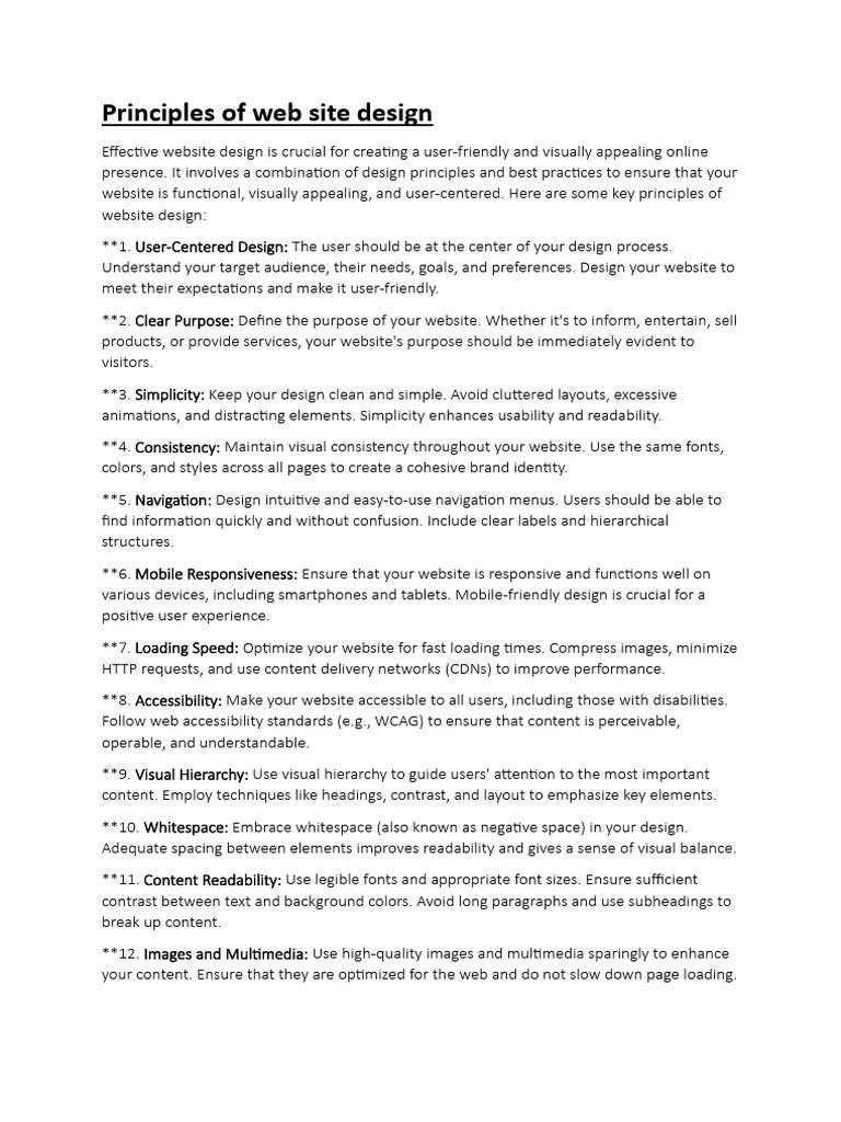 Key Principles Of Effective Web Design Pdf Websites Web Design