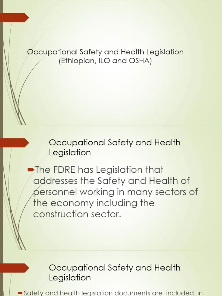 8 Occupational Safety And Health Legislation Pdf Occupational