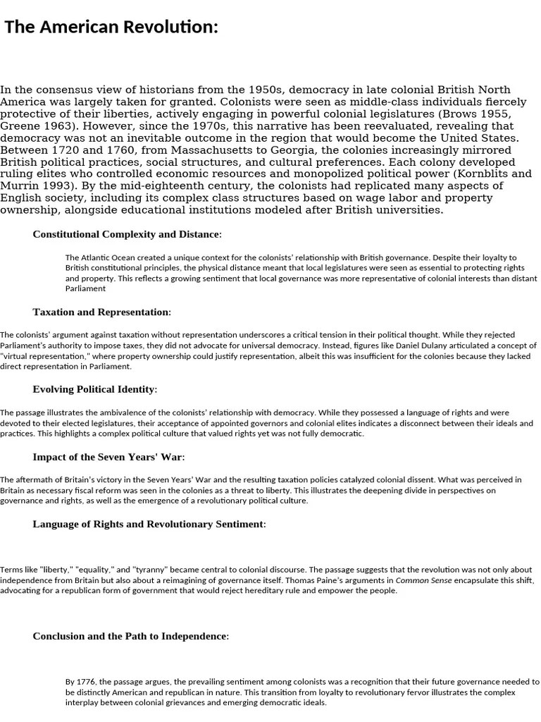 The American Revolution Pdf Democracy Political Ideologies