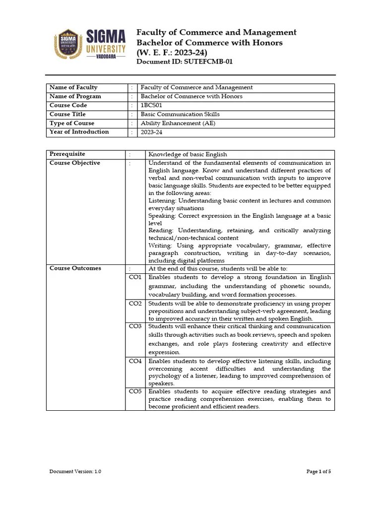 Basic Communication Skills Course Guide Pdf Communication English