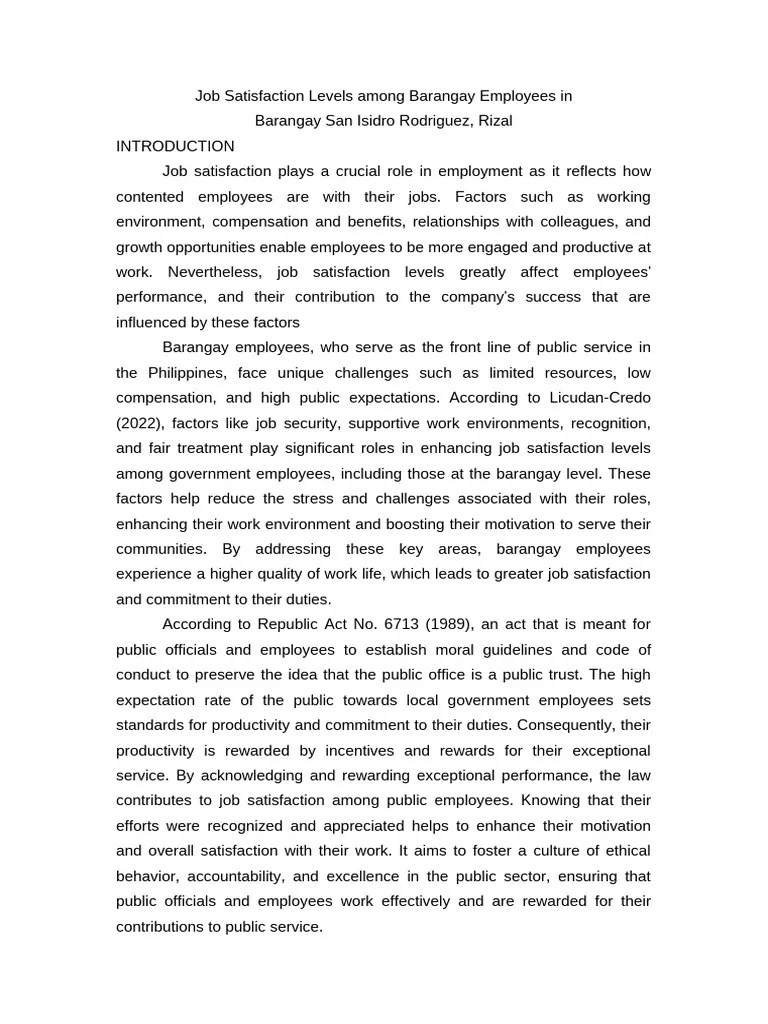 Research Draft Pdf Job Satisfaction Employment