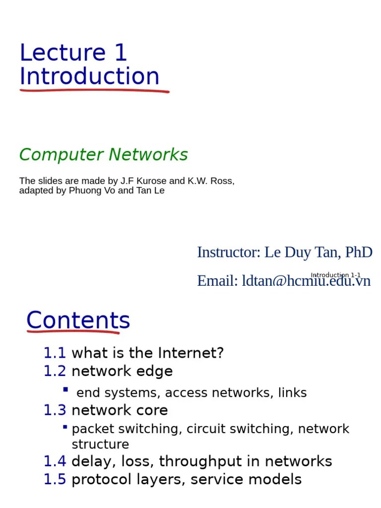 Introduction To Computer Networks Pdf Computer Network Internet