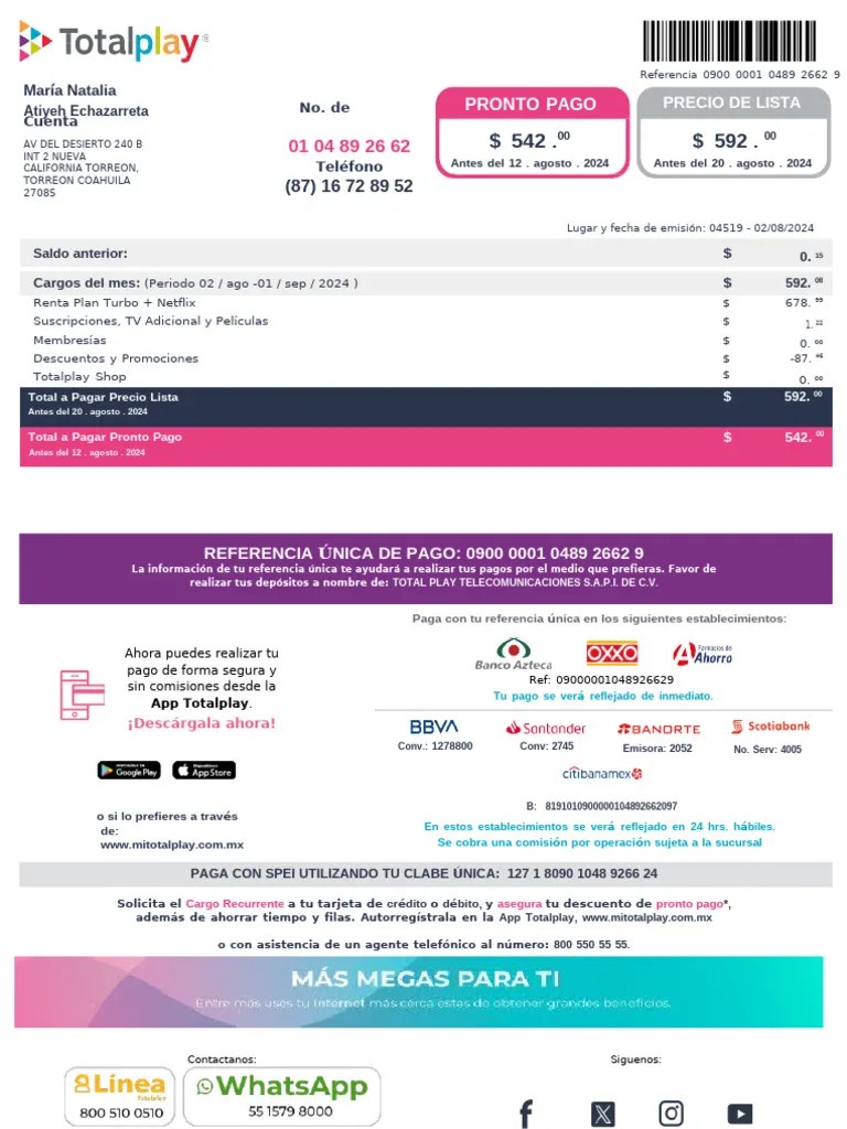 Instrucciones De Pago Totalplay 2024 Pdf Tarjeta De Débito