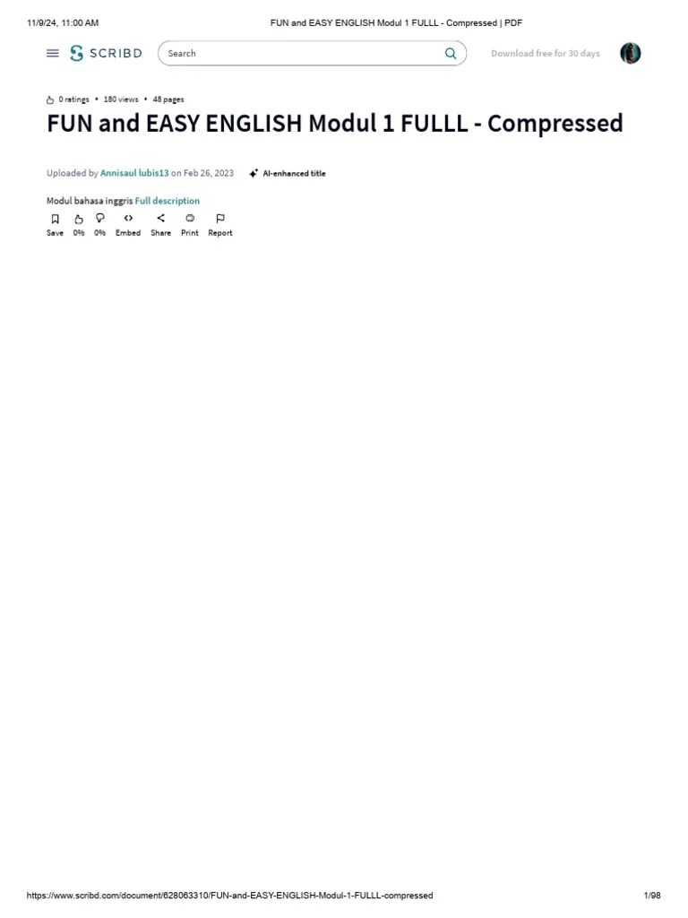 Fun And Easy English Modul 1 Fulll Pdf Scribd Publishing
