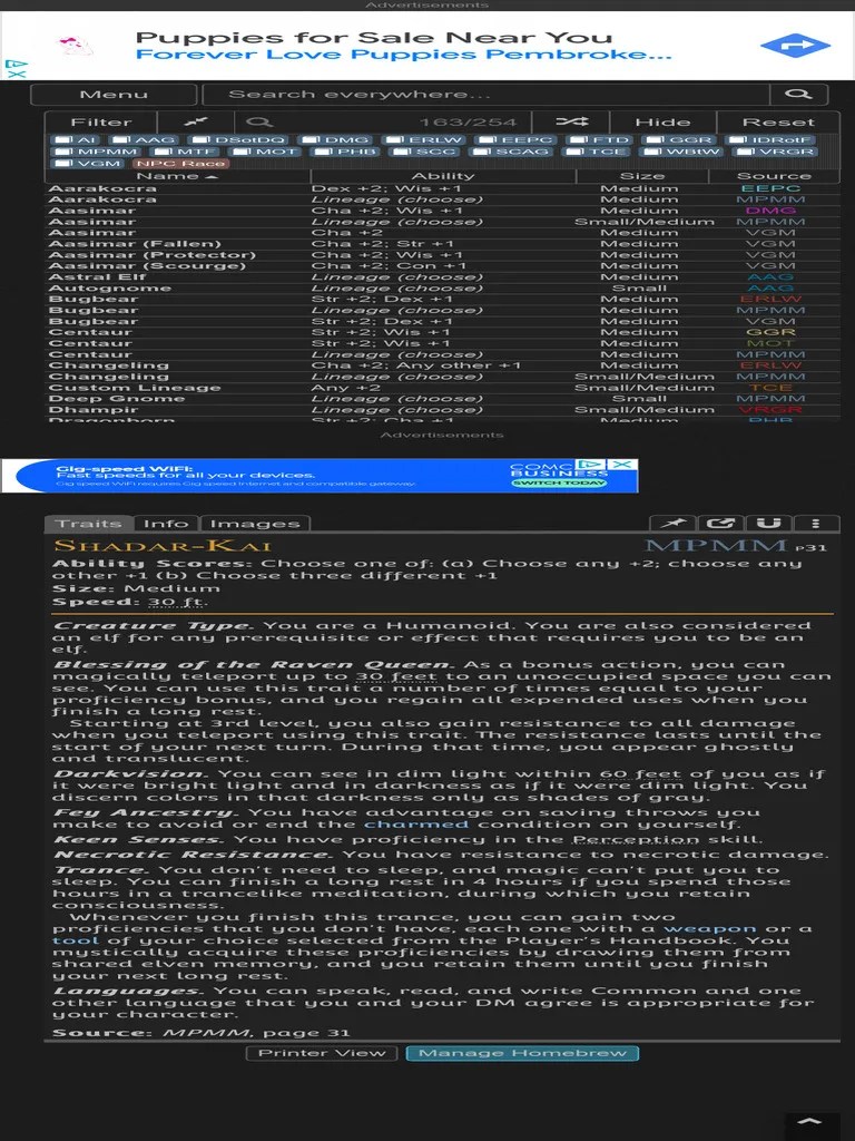 Shadar Kai 5etools Pdf
