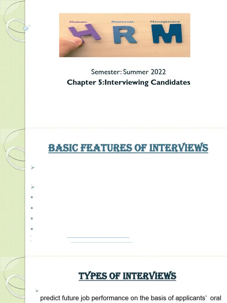 Chapter 5 Interviewing Candidates Pdf Job Interview Performance