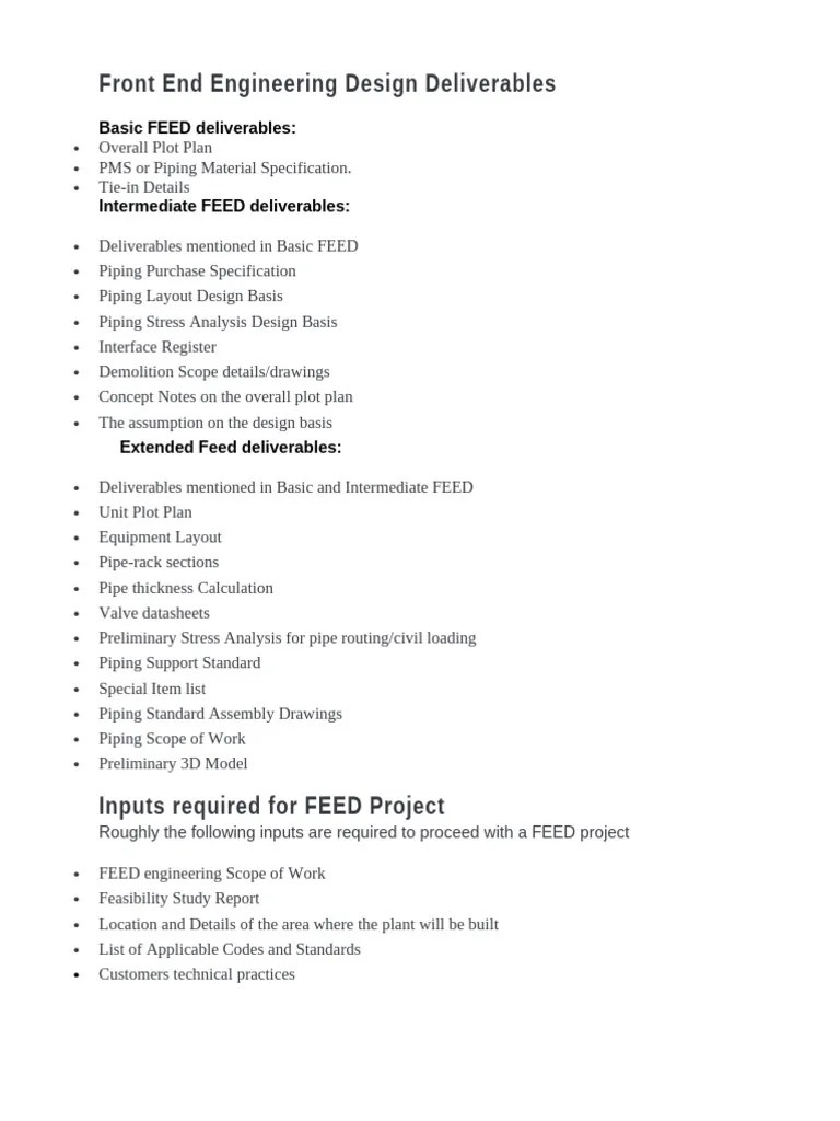 Basic Feed Deliverables Pdf