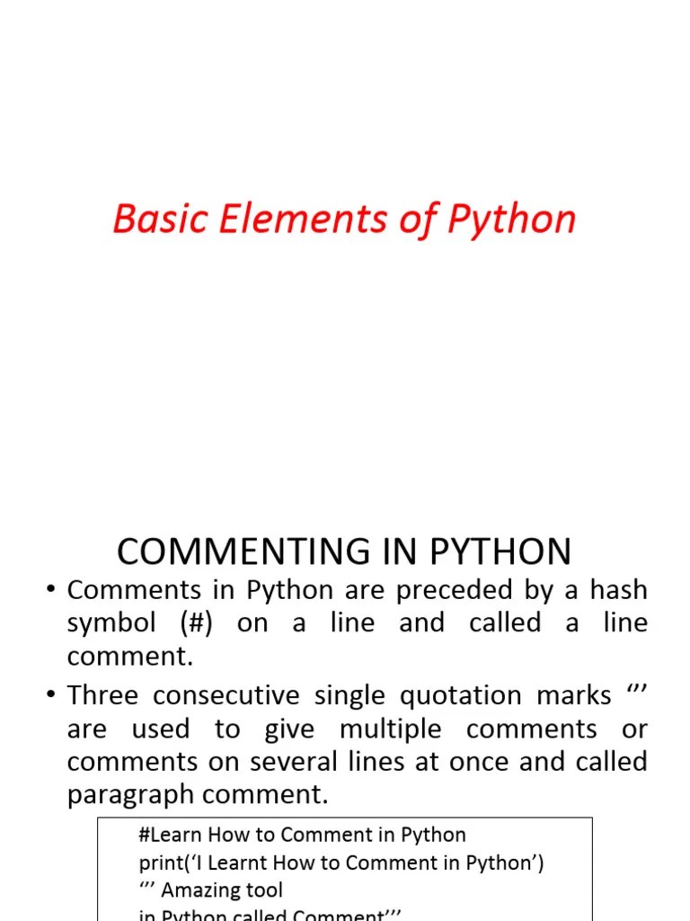 4 Basic Elements Of Python Pdf Parameter Computer Programming