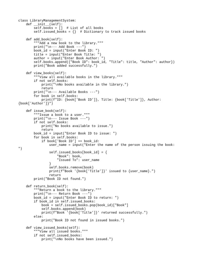 Library Management System Pdf Menu Computing Software