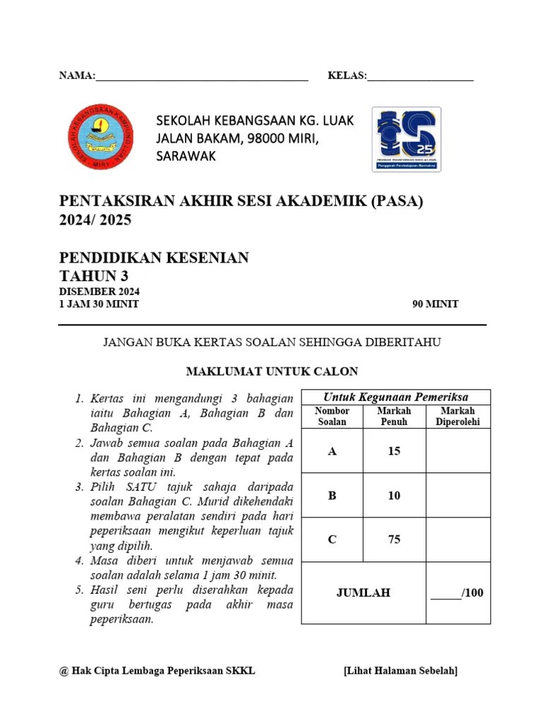 Pasa Pendidikan Kesenian Tahun 3 | PDF