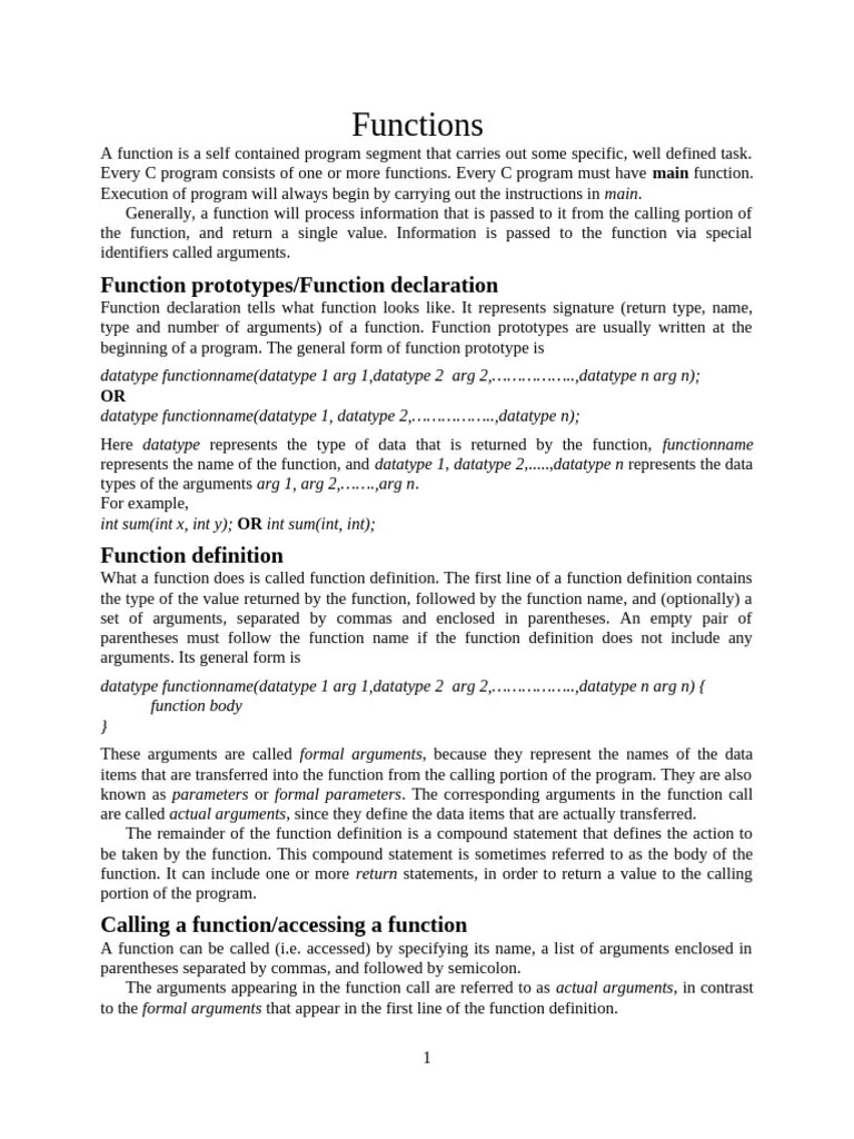 Functions Pdf Variable Computer Science Parameter Computer