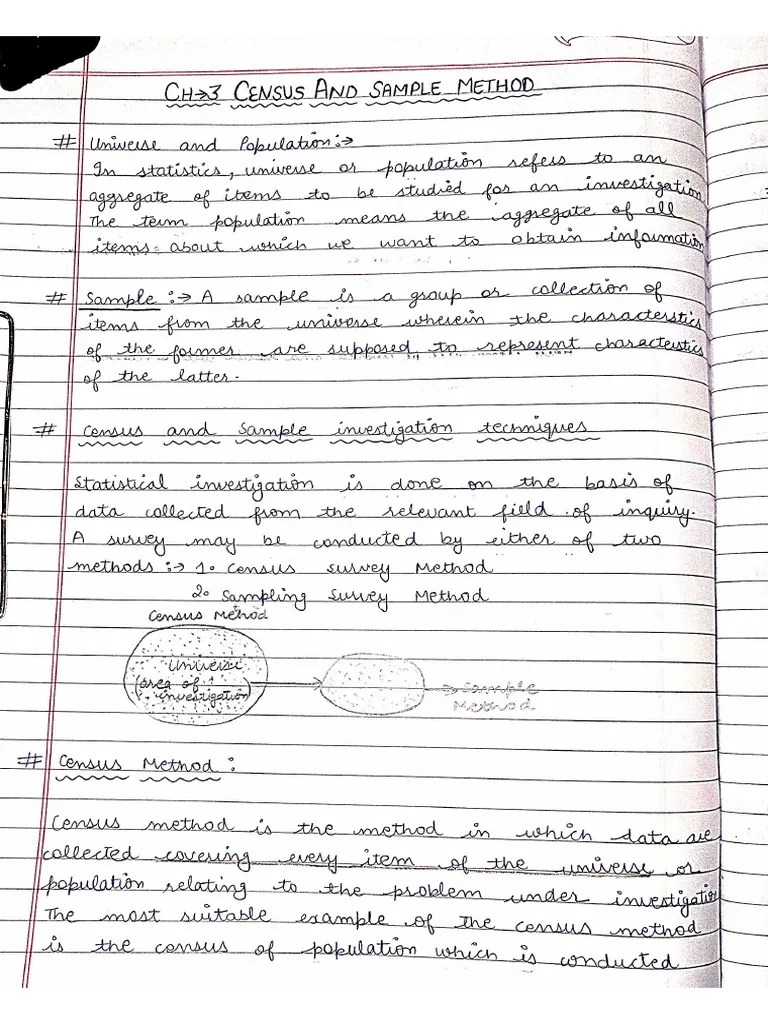 Statistics Ch 3 Census And Sample Method 1 Pdf
