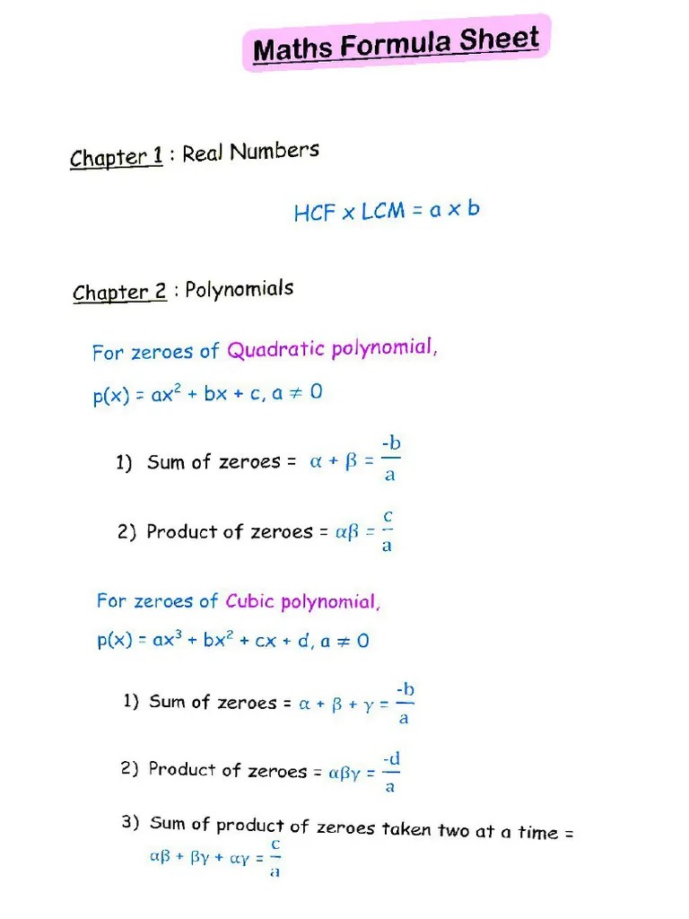 Mathematics Class 10 Pdf