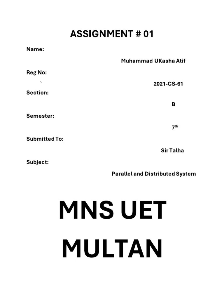 Parallel And Distributed System Assignment 01 Pdf