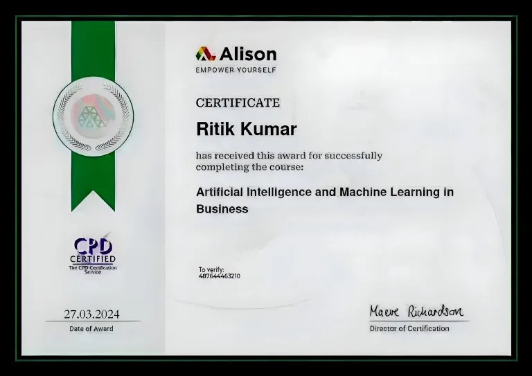 Ai Ml Certificate Pdf