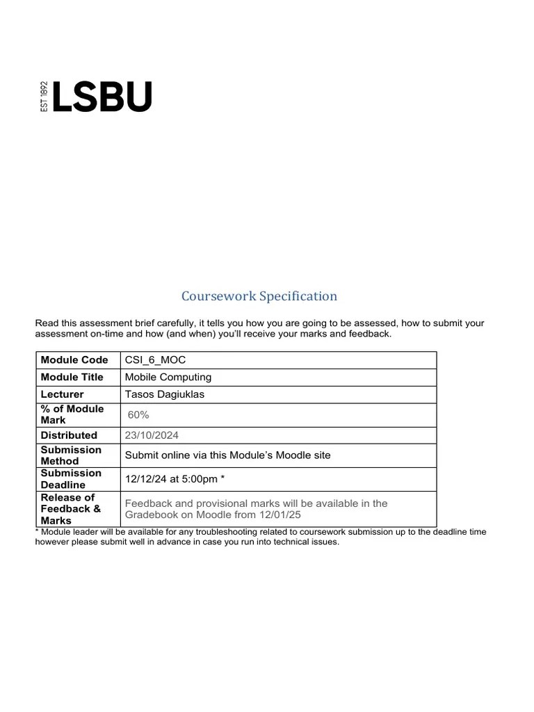 Mobile Computing Coursework Guide Pdf Internet Protocols Computer
