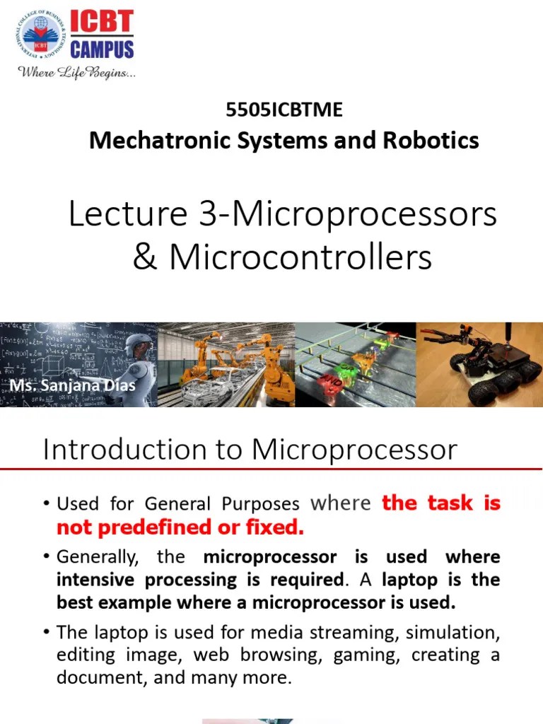 Lecture 3 Microprocessors Microcontrollers Pdf Microcontroller