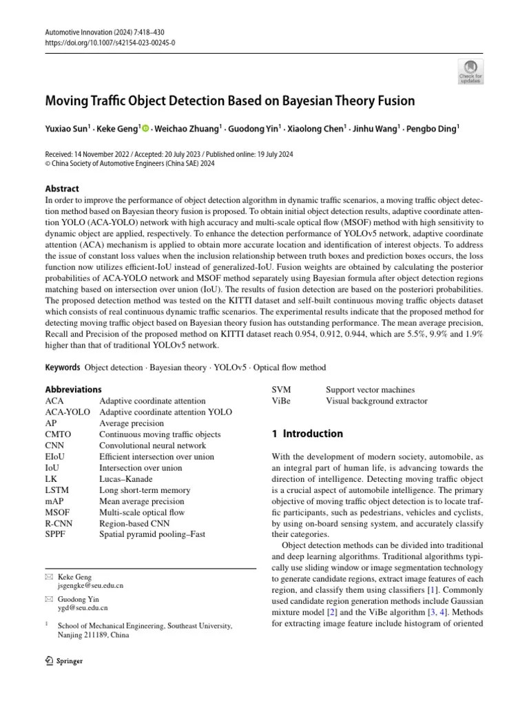 Bayesian Fusion For Traffic Object Detection Pdf Deep Learning
