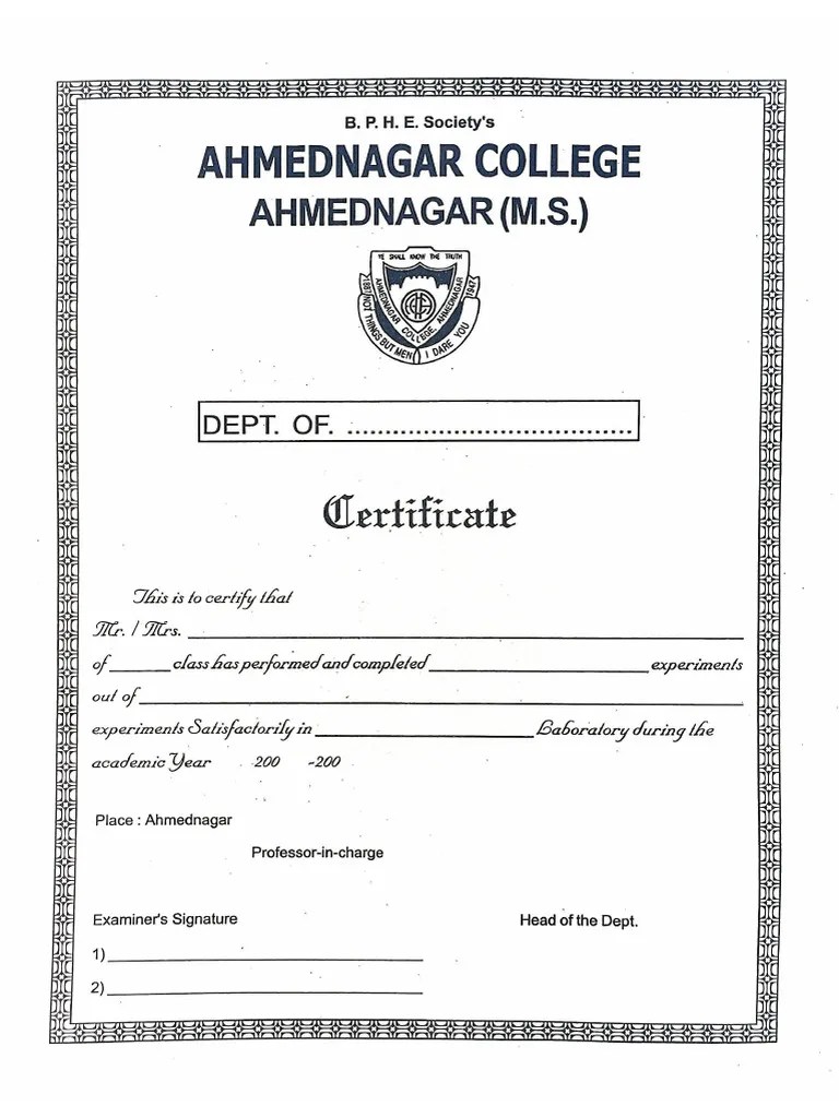 Practical Certificate Pdf