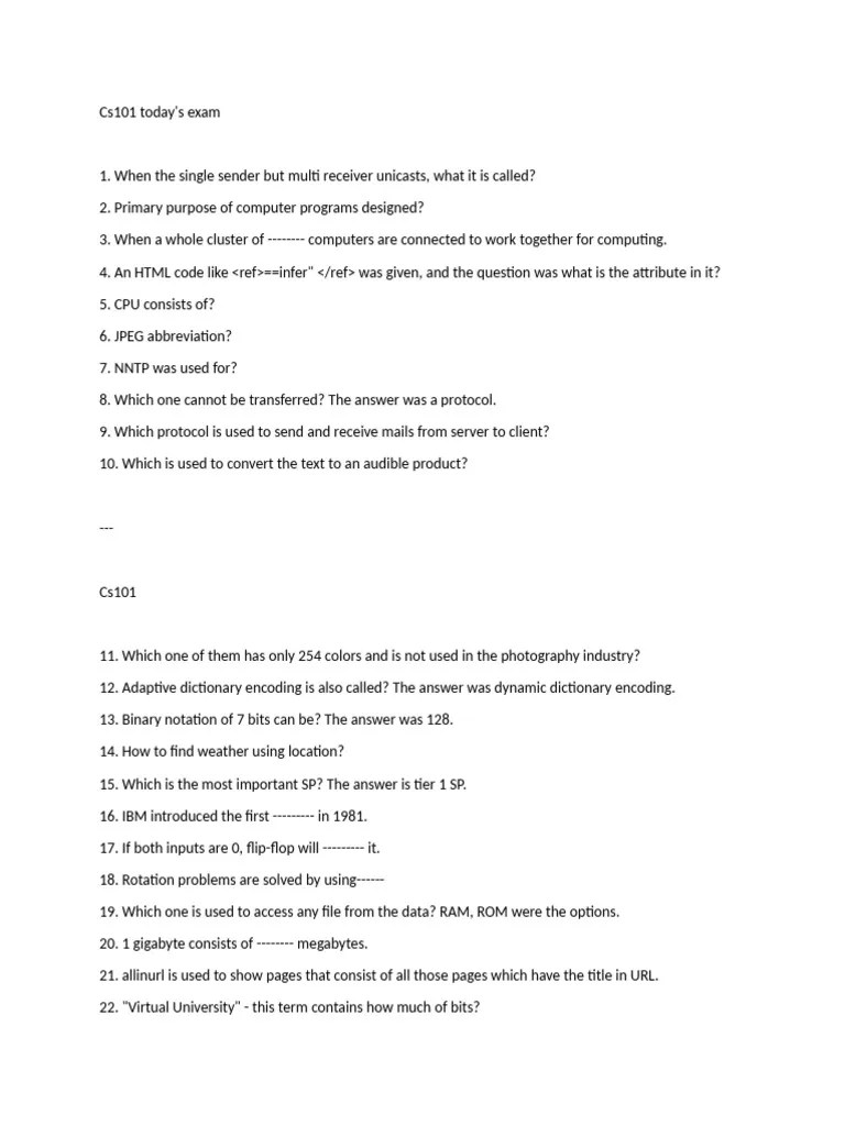 Cs101 Current Midterm Paper 2024 Pdf