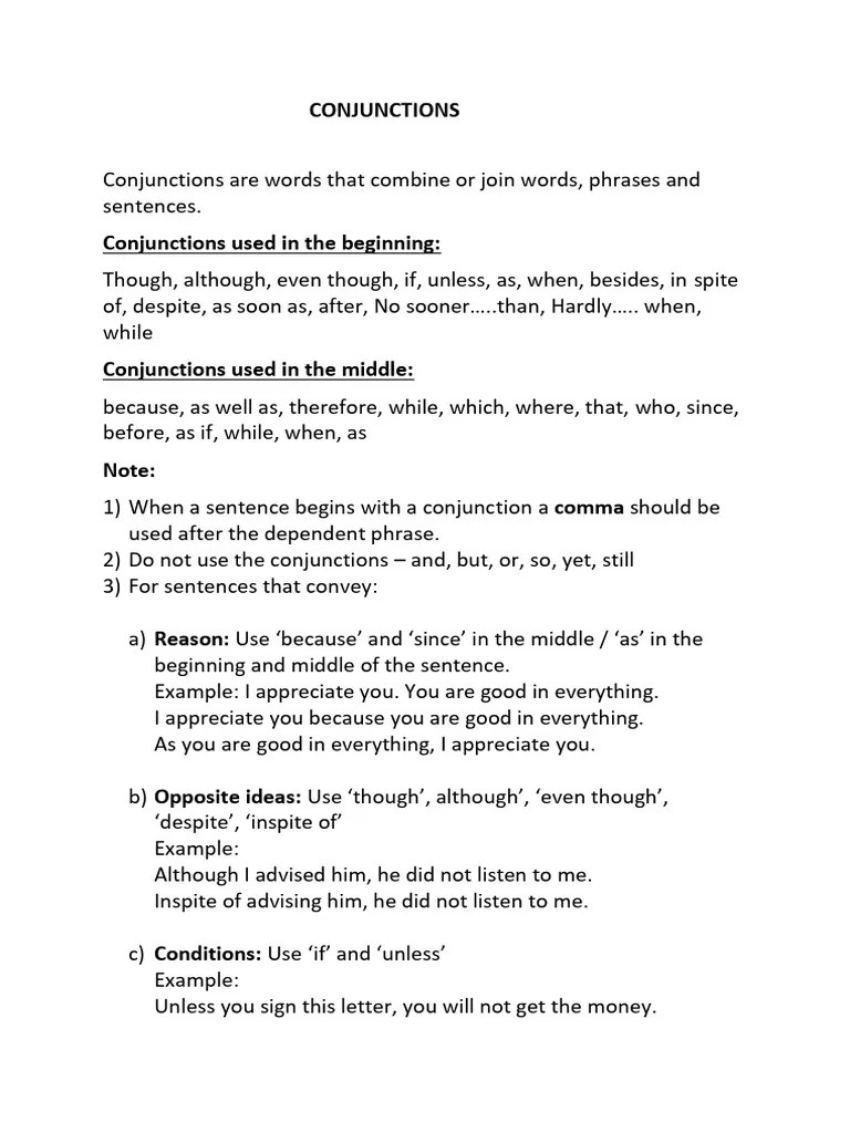 Conjunctions Std 8 Pdf Grammar Semantics