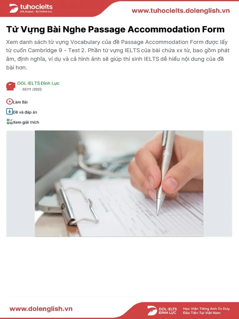 Accommodation Form Pdf