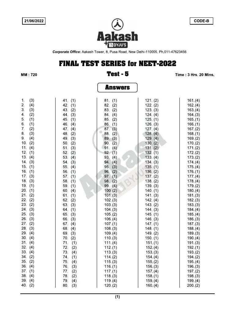 Aakash Fts 05 Code B 21 06 2022 Solution Pdf
