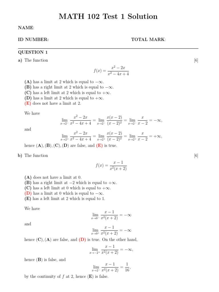 Test 1 1 Pdf Function Mathematics Continuous Function