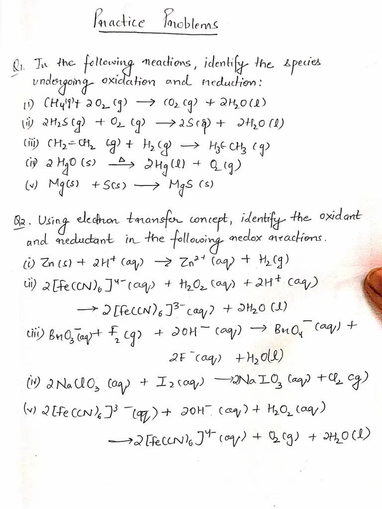 Redox Assignment Pdf