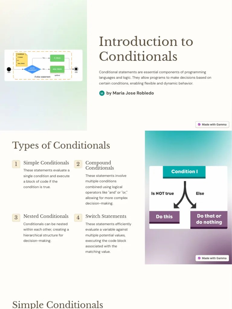 Introduction To Conditionals Pdf Software Engineering Grammar