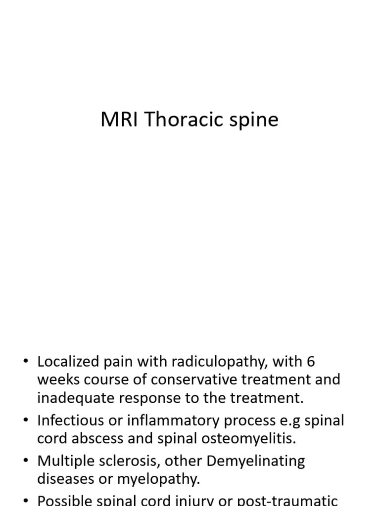 Mri Thoracic Spine Protocols And Guidelines Pdf Vertebral Column