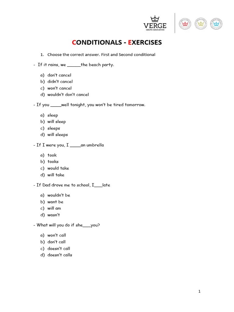 Unit 6 Exercises Conditionals Pdf