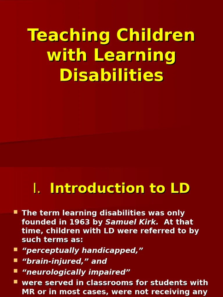 Teaching Children With Learning Disabilities Pdf Learning