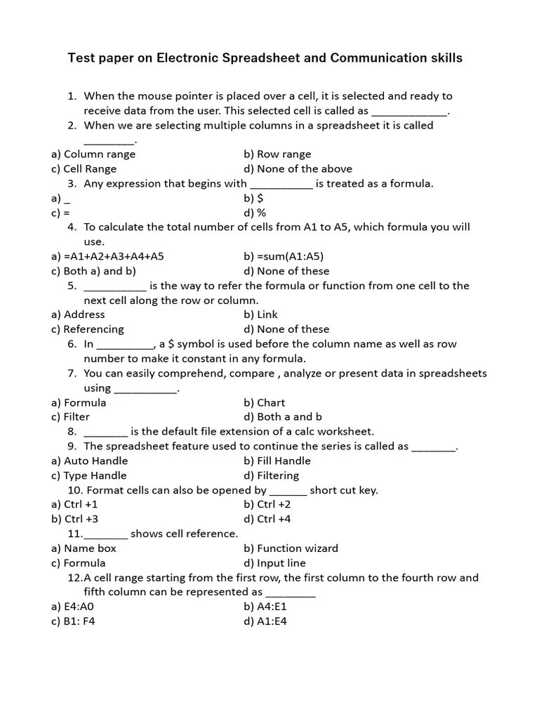 Spreadsheet And Communication Skills | PDF | Spreadsheet | Communication