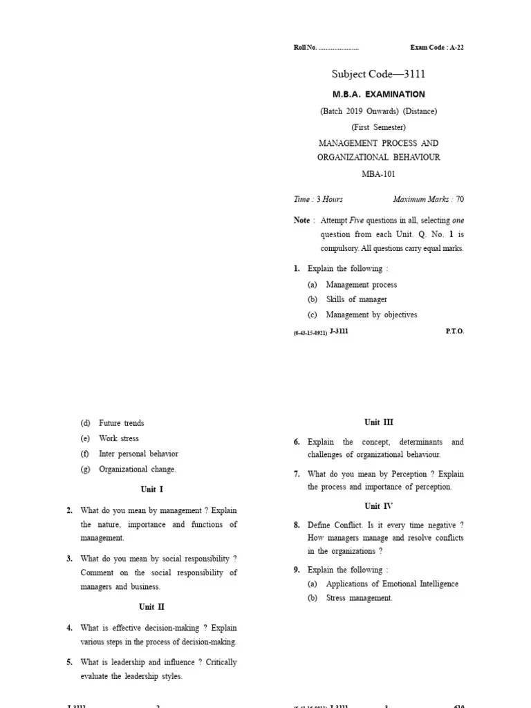 Mba 101 3111 Pdf