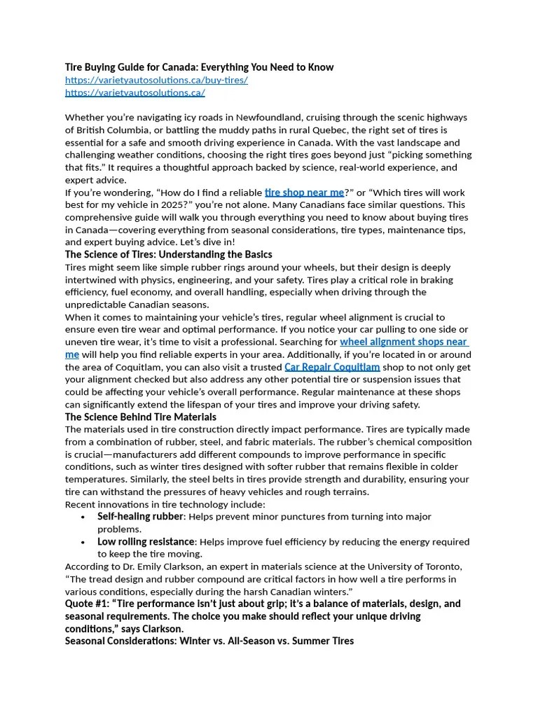 Tire Buying Guide For Canada Pdf Tire Vehicle Technology