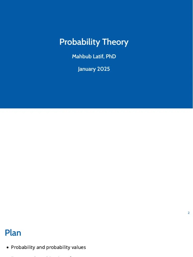 01 Prob Theory Pdf Probability Probability Theory